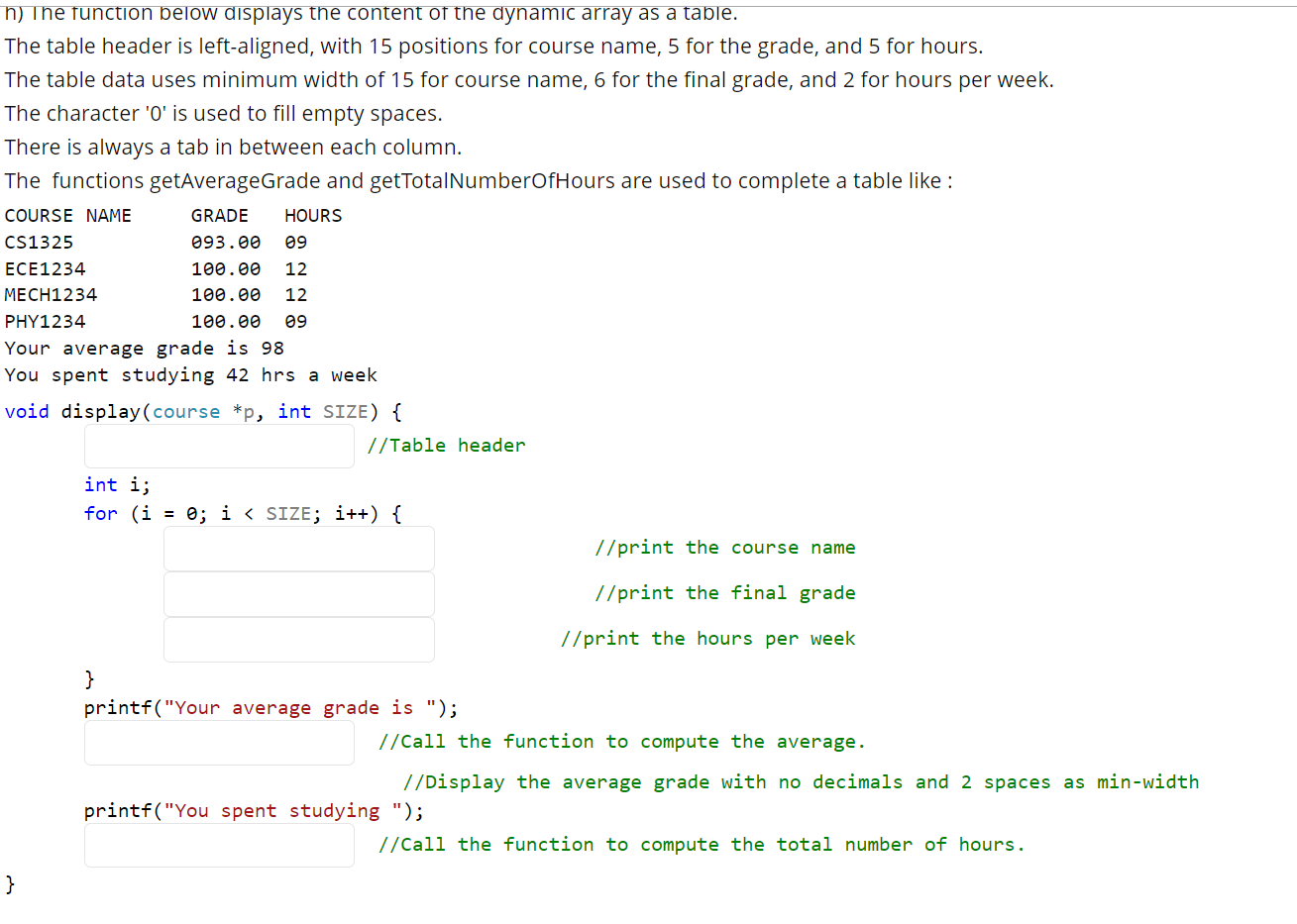 Solved Program Description.- This description will be used | Chegg.com