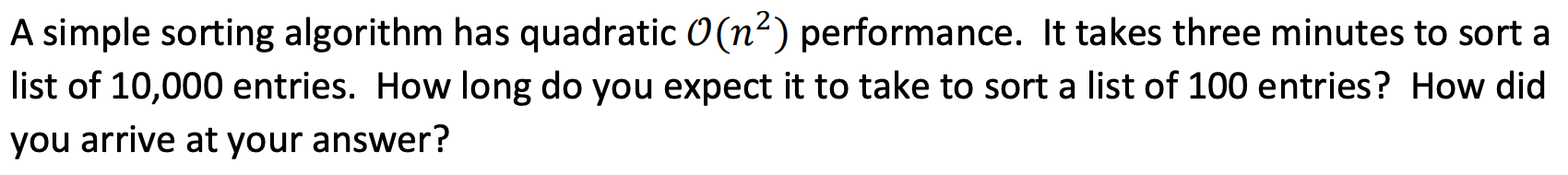 Solved A Simple Sorting Algorithm Has Quadratic On 5509