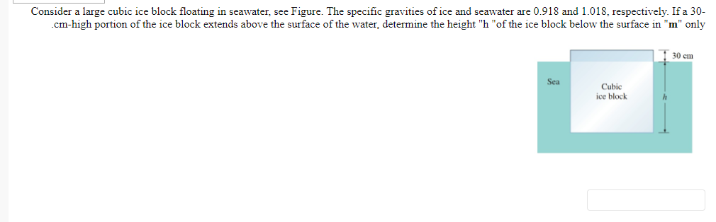 Solved Consider a large cubic ice block floating in | Chegg.com