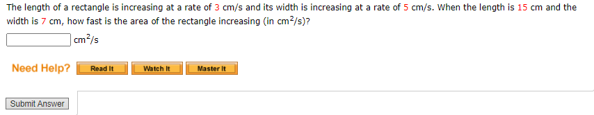 Solved The length of a rectangle is increasing at a rate of | Chegg.com