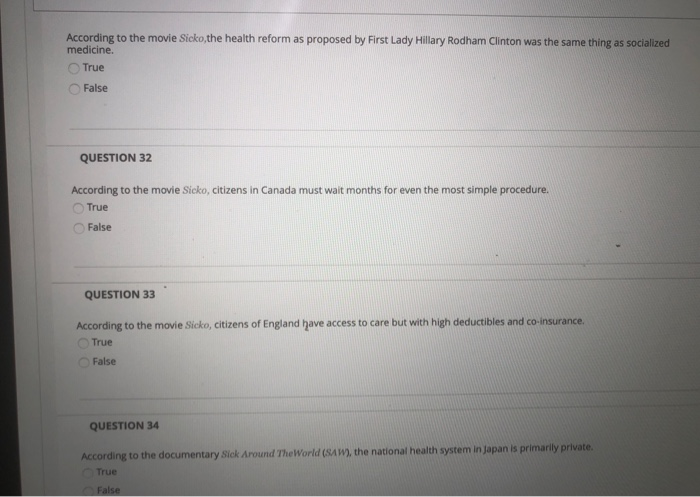 Solved According to the movie Sicko the health reform as | Chegg.com
