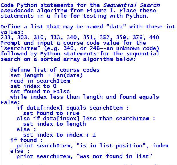 Solved Figure 1 Set position to o Set found to FALSE WHILE | Chegg.com