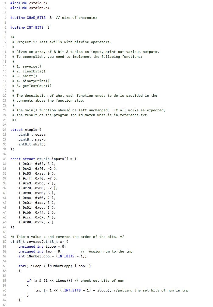 Solved #include #include 4 #define CHAR-BITS 8 // size of | Chegg.com