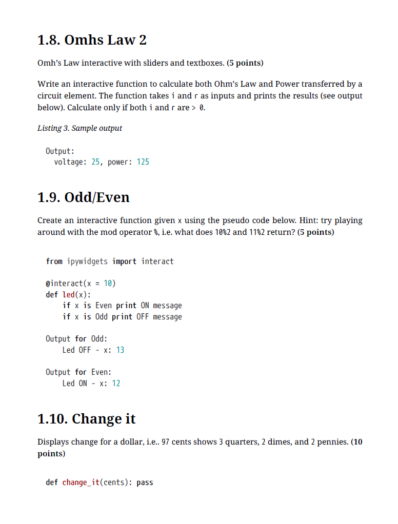 Solved 1.8. Omhs Law 2 Omh's Law interactive with sliders | Chegg.com