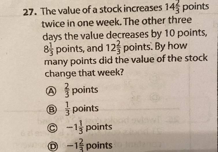 Solved 27. The value of a stock increases 1432 points twice | Chegg.com