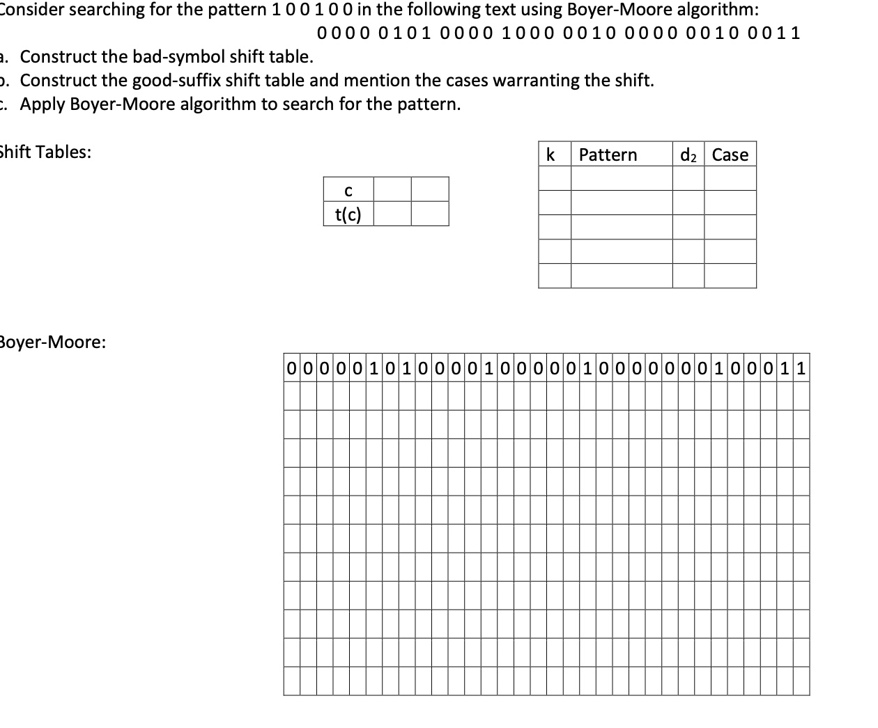 onsider searching for the pattern 100100 in the | Chegg.com