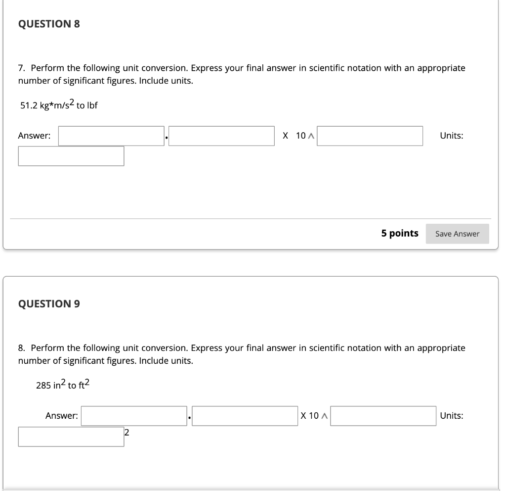 Solved QUESTION 8 7. Perform the following unit conversion. | Chegg.com