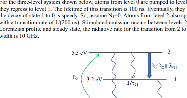 or the three-level system shown below, atoms from | Chegg.com