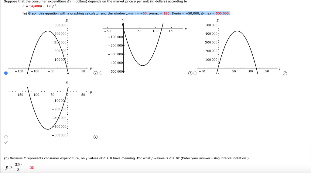 Solved Suppose that the consumer expenditure E (in dollars) | Chegg.com