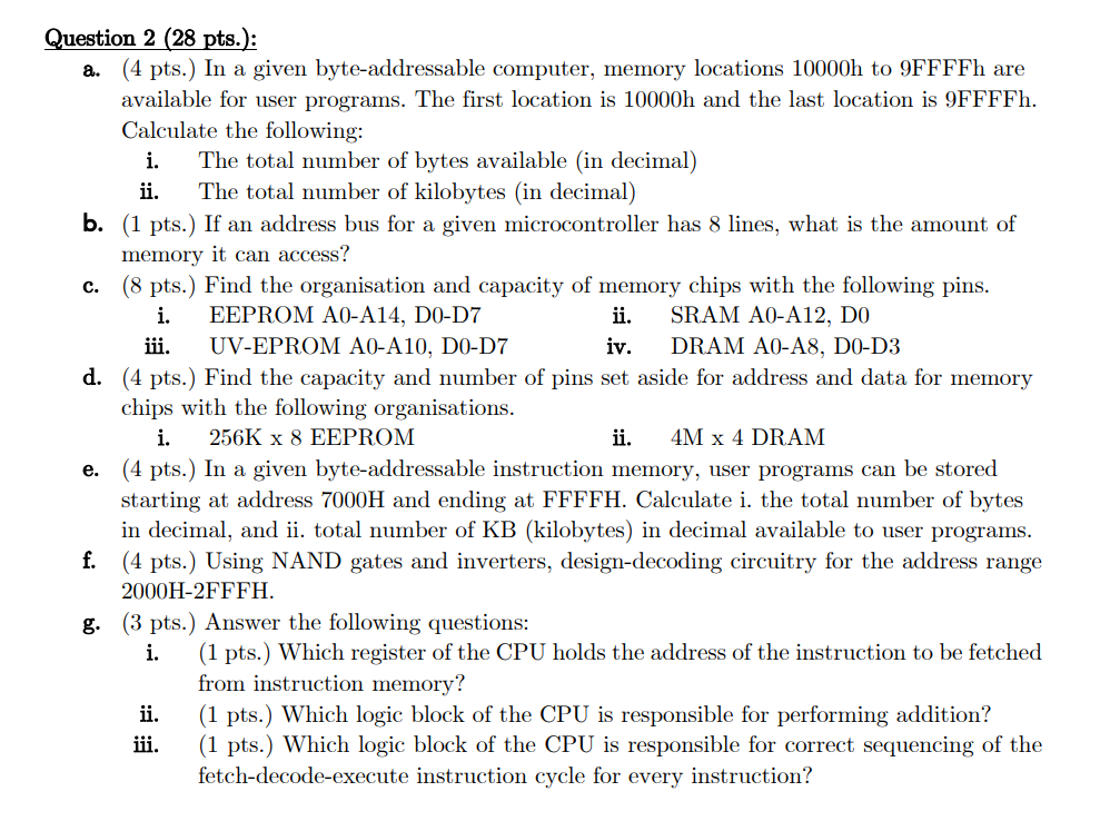 Solved Question 2 (28 pts.): a. (4 pts.) In a given | Chegg.com
