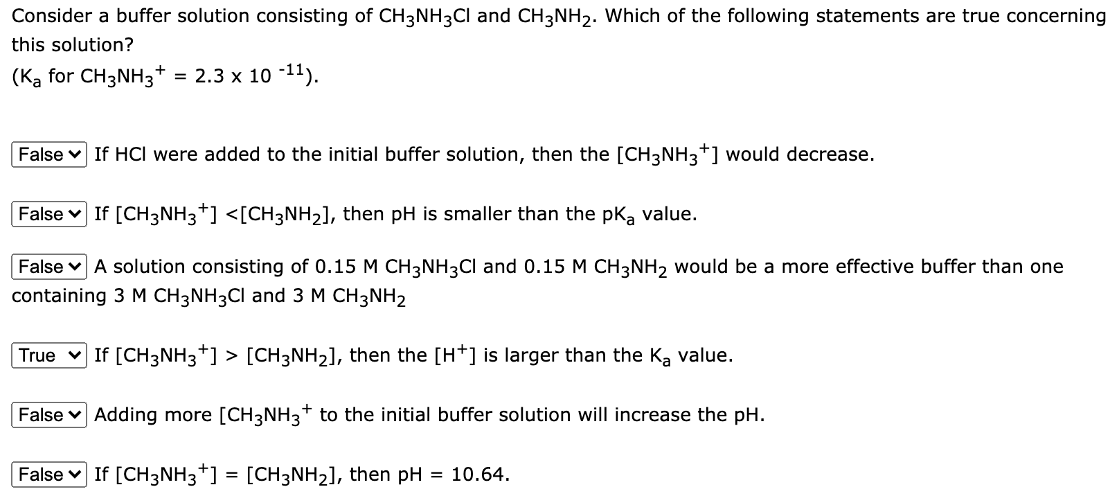 Solved Consider a buffer solution consisting of CH3NH3Cl and | Chegg.com