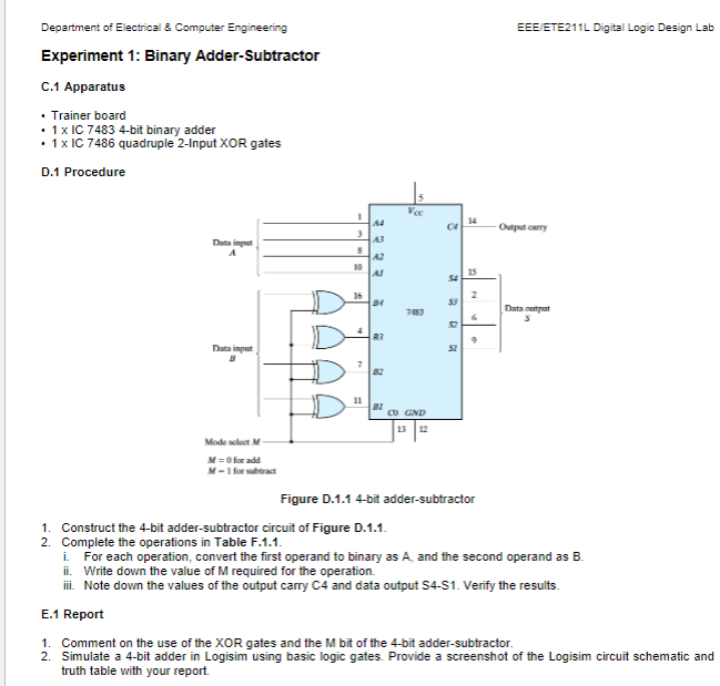 Solved EEE/ETE211L Digital Logic Design Lab Department of | Chegg.com