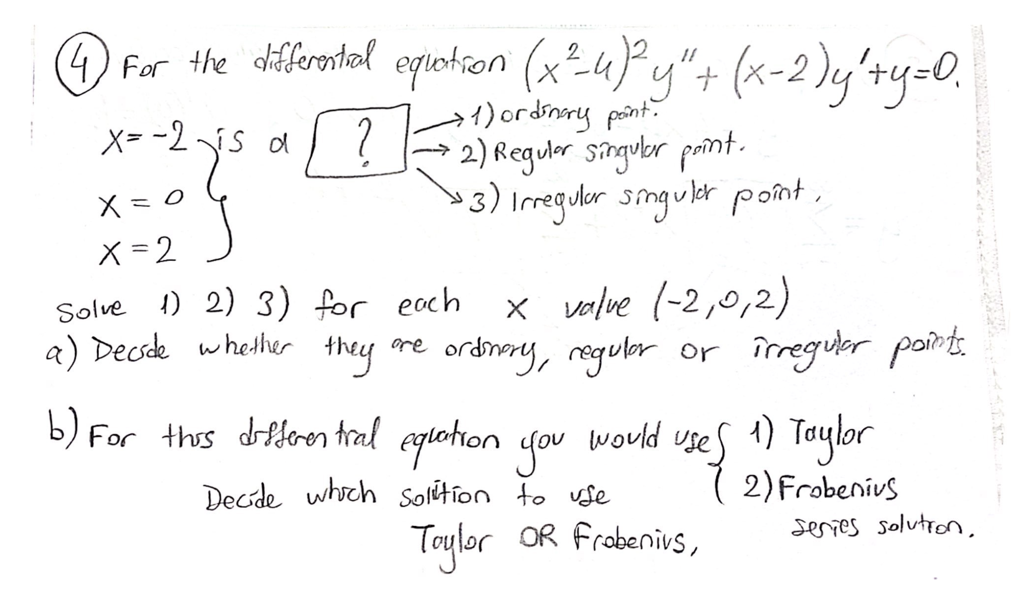 Solved (4) For the differential equation | Chegg.com