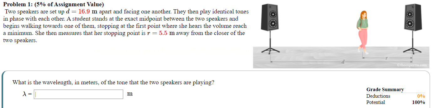 Solved Problem 1: (5% ﻿of Assignment Value)Two speakers are | Chegg.com