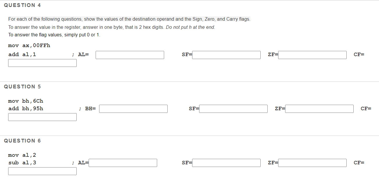 Solved QUESTION 4 For each of the following questions, show | Chegg.com
