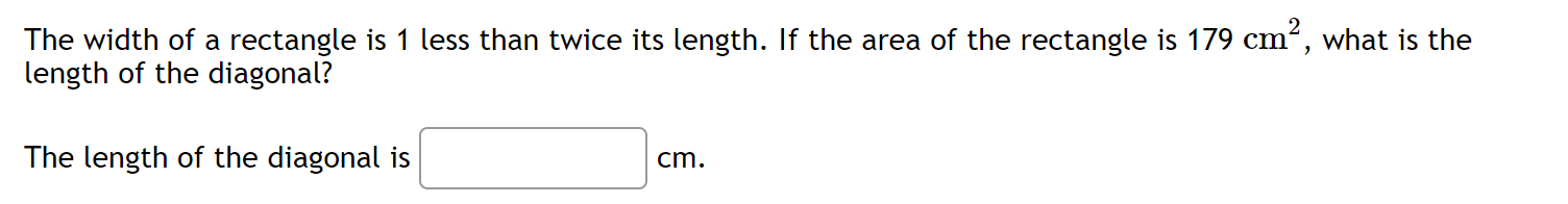Solved The width of a rectangle is 1 less than twice its | Chegg.com