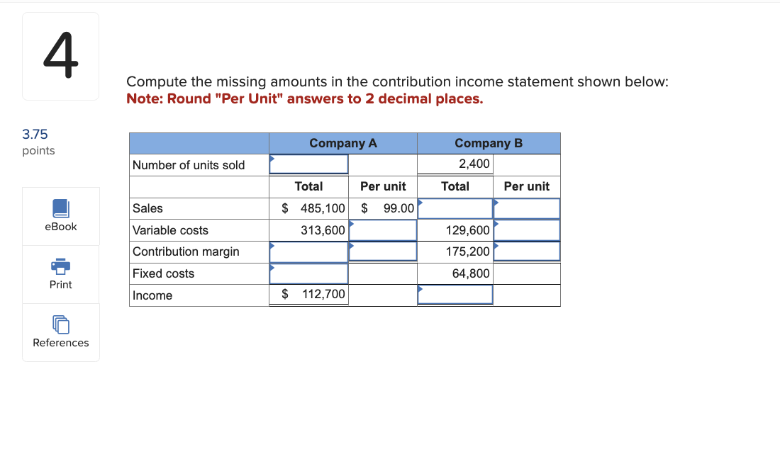 Solved Compute the missing amounts in the contribution | Chegg.com