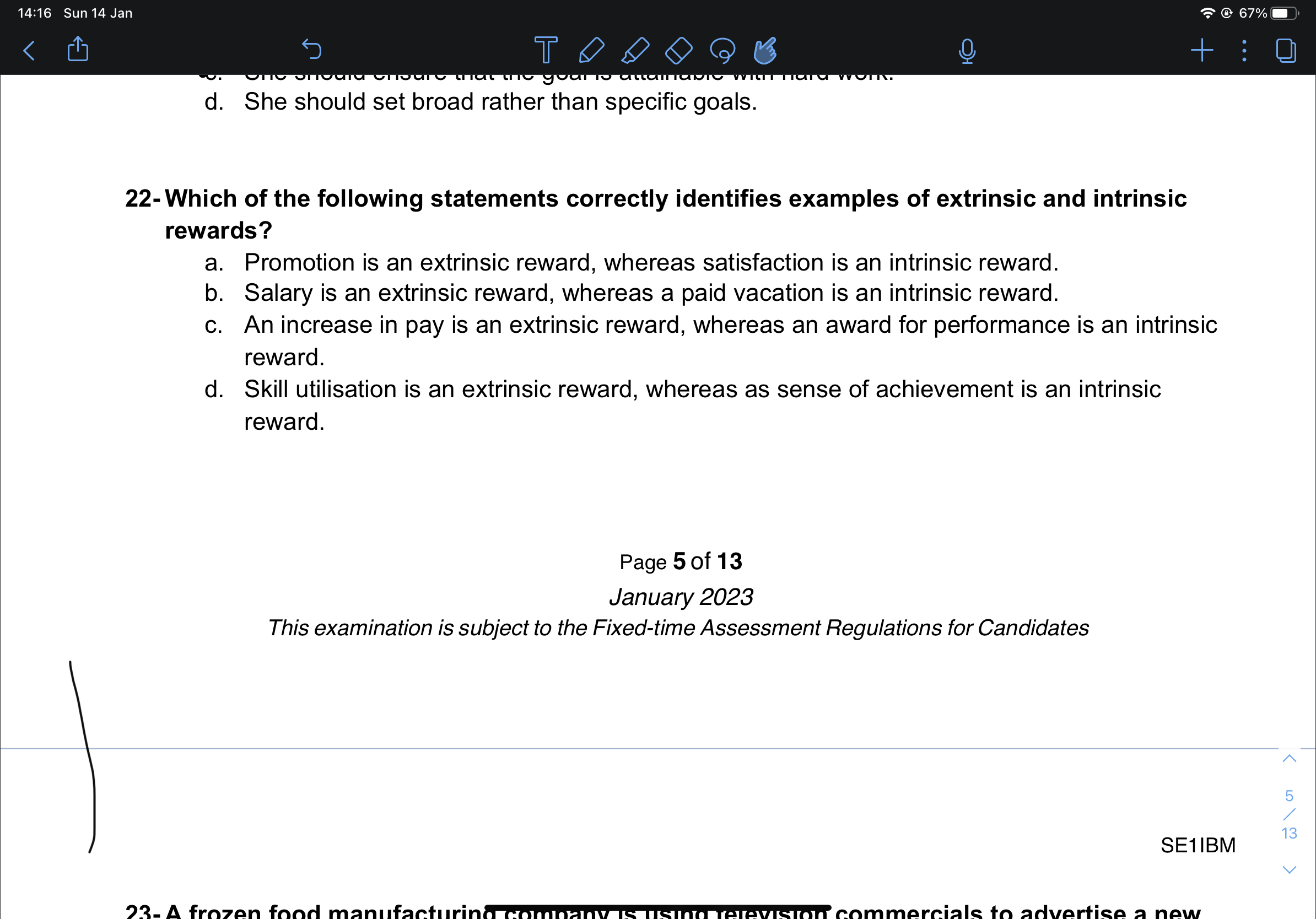 Solved d. ﻿She should set broad rather than specific | Chegg.com
