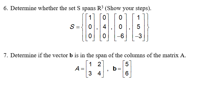 Solved Exercise (Linear Combination & Spanning Set) 1. Write | Chegg.com