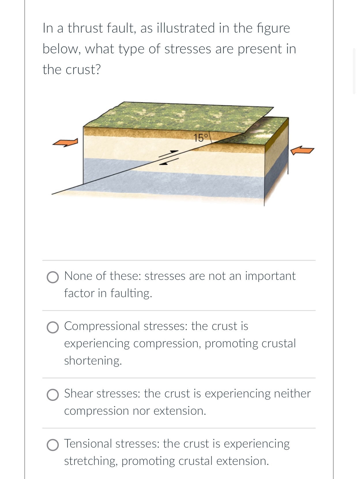 Solved In a thrust fault, as illustrated in the figurebelow, | Chegg.com