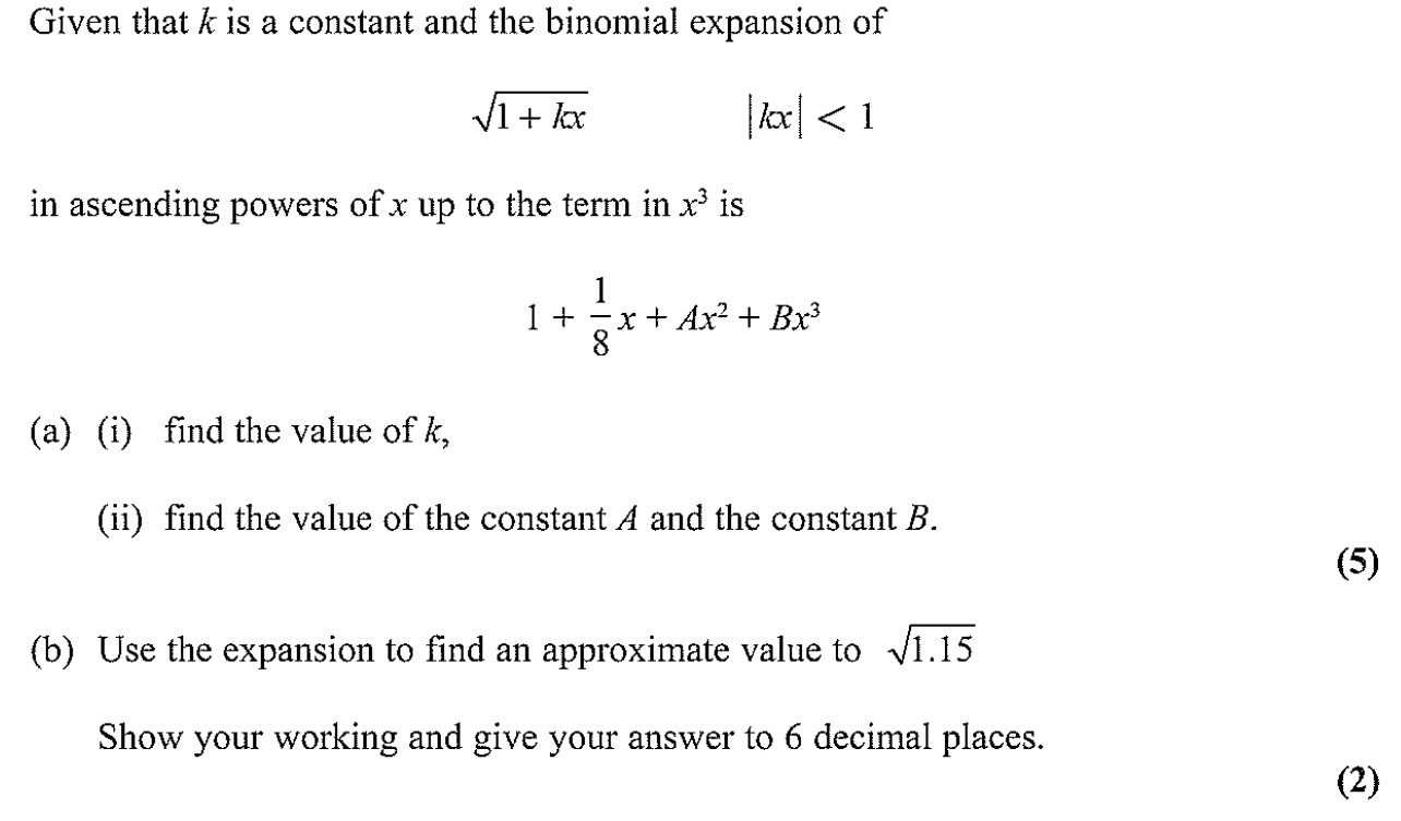 Solved Given that k is a constant and the binomial expansion | Chegg.com