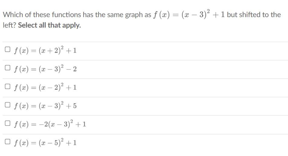 Solved = Which of these functions has the same graph as f | Chegg.com