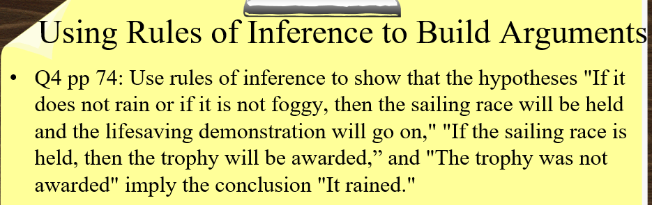 Solved Using Rules of Inference to Build Argument Q4 pp 74: | Chegg.com