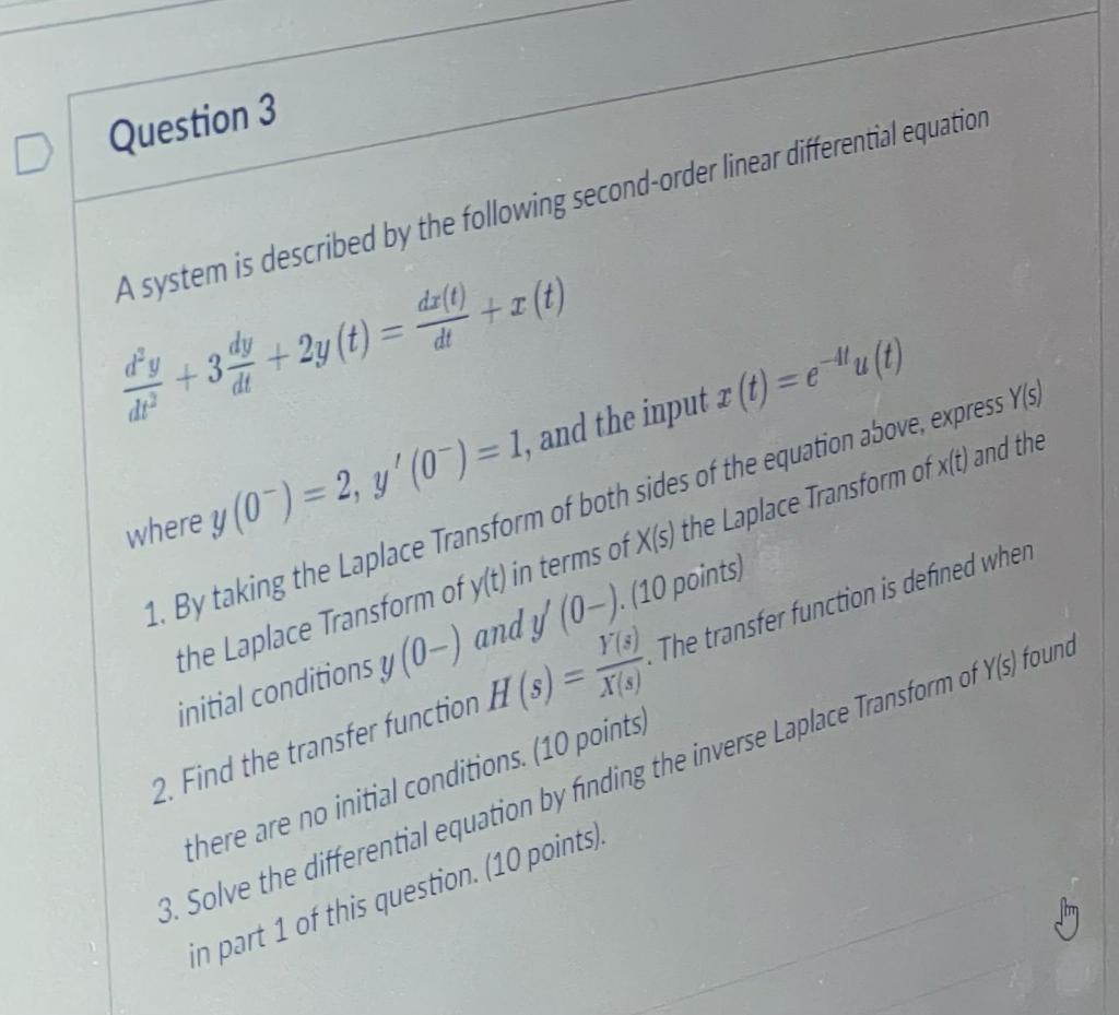 Solved A system is described by the following second-order | Chegg.com