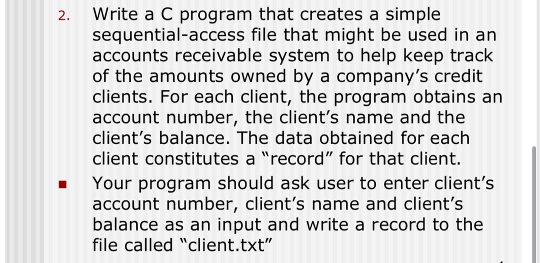 Solved 2. Write a C program that creates a simple | Chegg.com