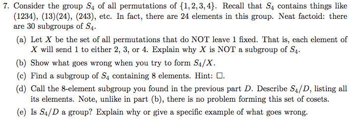 Solved 7. Consider the group S4 of all permutations of | Chegg.com