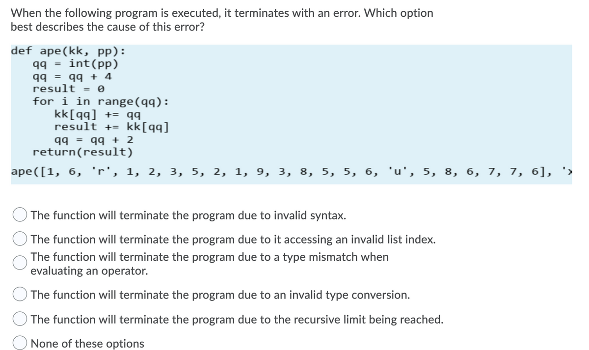 Solved When the following program is executed, it terminates | Chegg.com