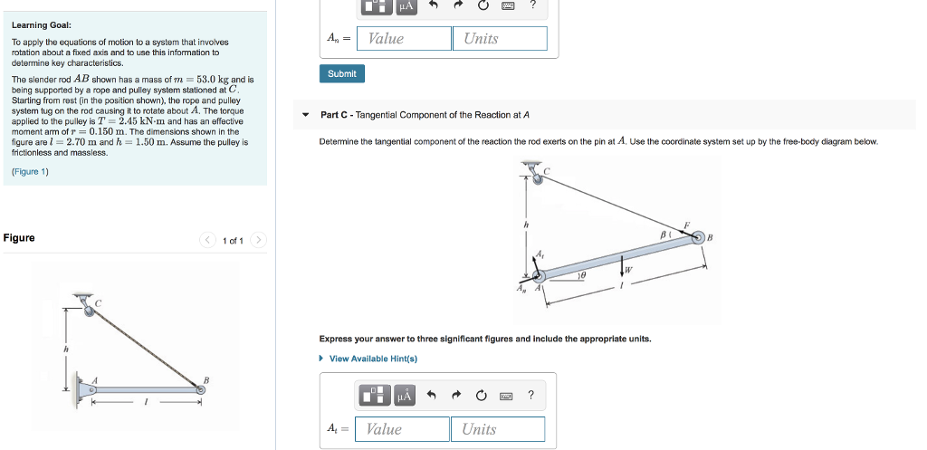 Solved Part A - Angular Acceleration of the Rod Determine | Chegg.com