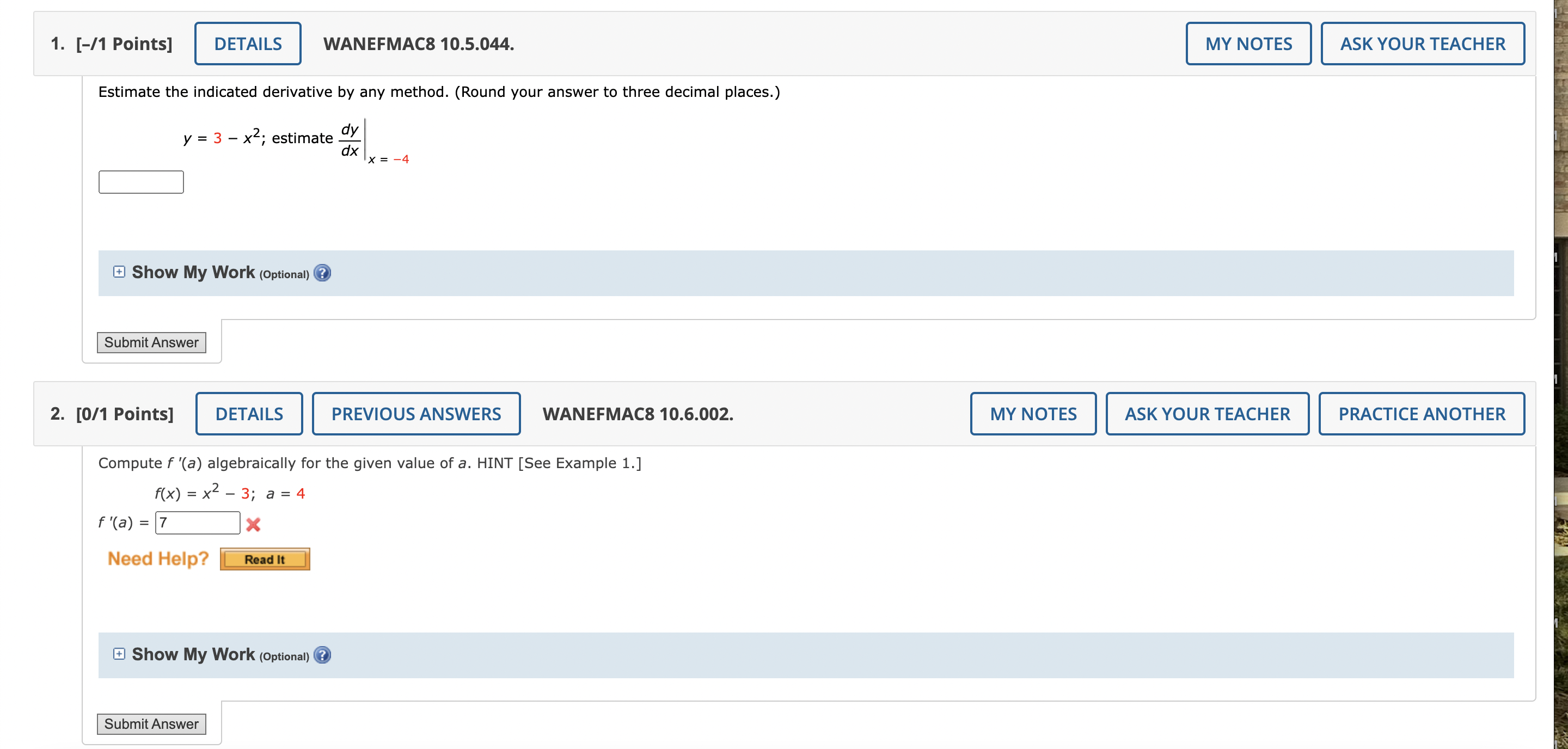 Solved Estimate the indicated derivative by any method. | Chegg.com