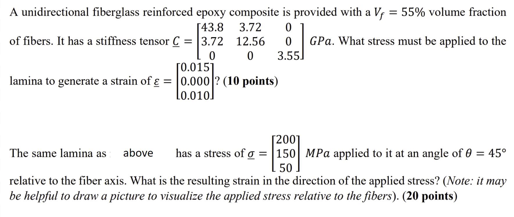 Solved The same lamina as above has a stress of | Chegg.com