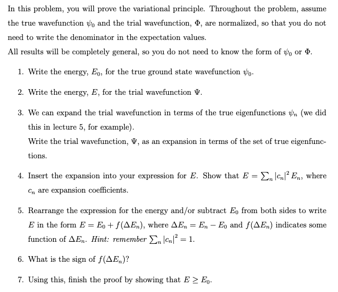 Solved In this problem, you will prove the variational | Chegg.com