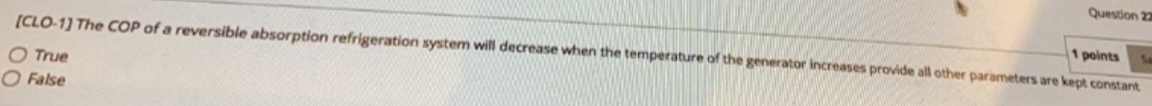 Solved Question 2 1 points [CLO-1) The COP of a reversible | Chegg.com