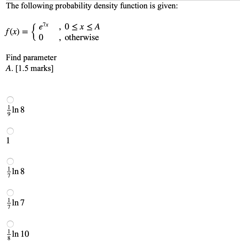 Solved The following probability density function is given: | Chegg.com