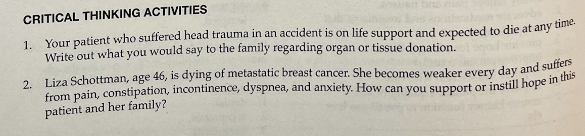 Solved CRITICAL THINKING ACTIVITIES 1. Your patient who | Chegg.com