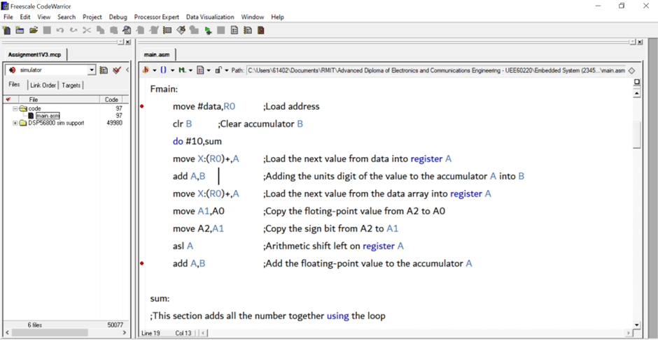 Solved E Freescale CodeWarrior File Edit View Search Project | Chegg.com