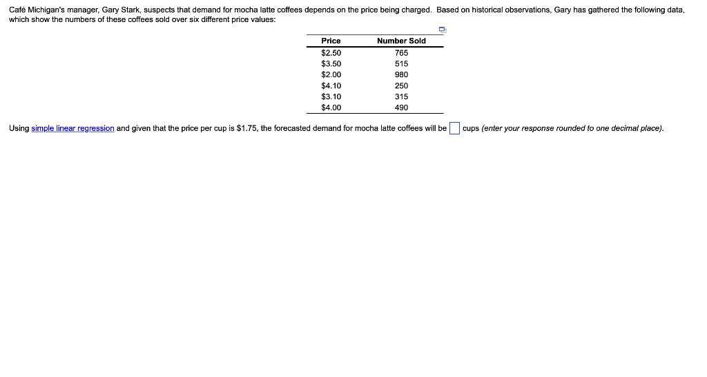 Solved Using simple linear regression and given that the | Chegg.com