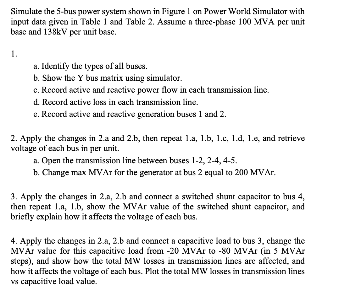 Solved Simulate the 5-bus power system shown in Figure 1 on | Chegg.com