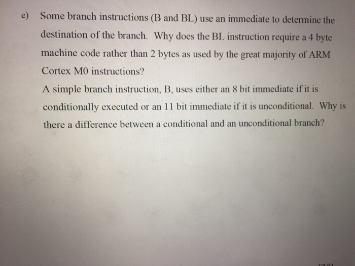 Solved e) Some branch instructions (B and BL) use an | Chegg.com