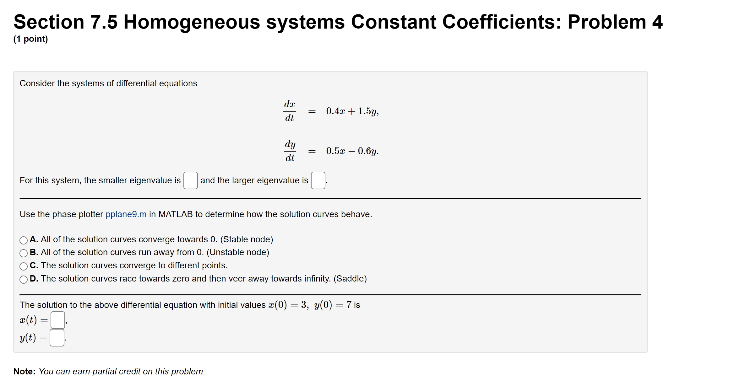 Solved Section 7.5 ﻿Homogeneous systems Constant | Chegg.com