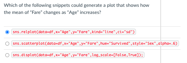 Solved Which of the following snippets could generate a plot | Chegg.com