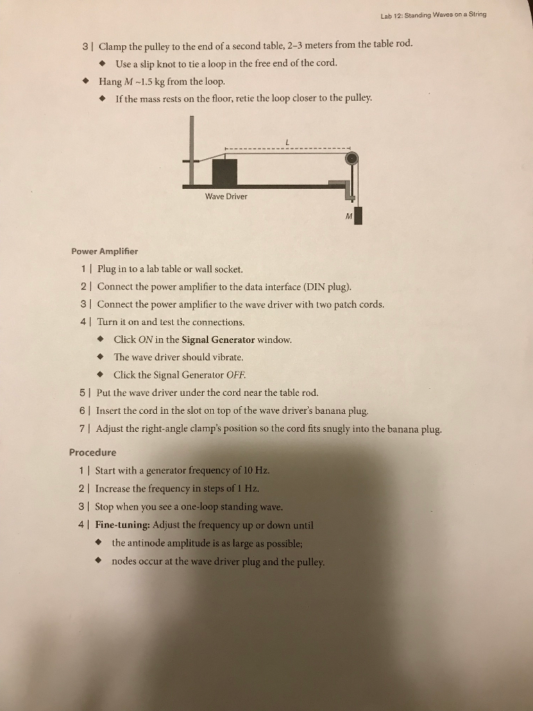Solved 12 sti Lab 12 Standing Waves on a String Introduction | Chegg.com