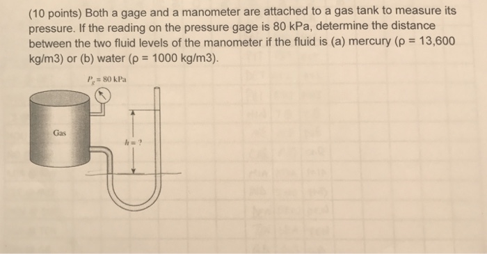 Solved (10 points) Both a gage and a manometer are attached | Chegg.com