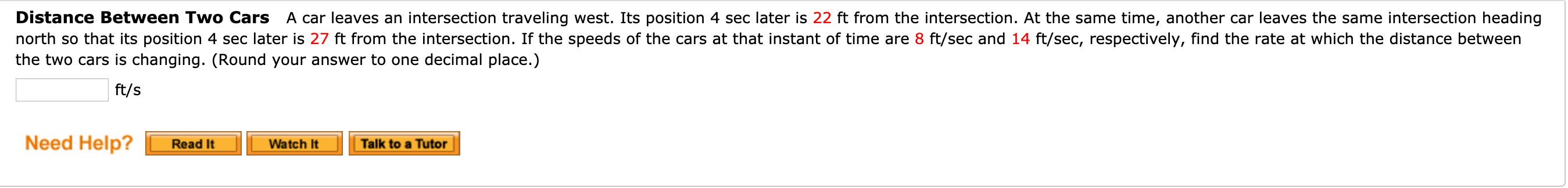 Solved Distance Between Two Cars A car leaves an | Chegg.com