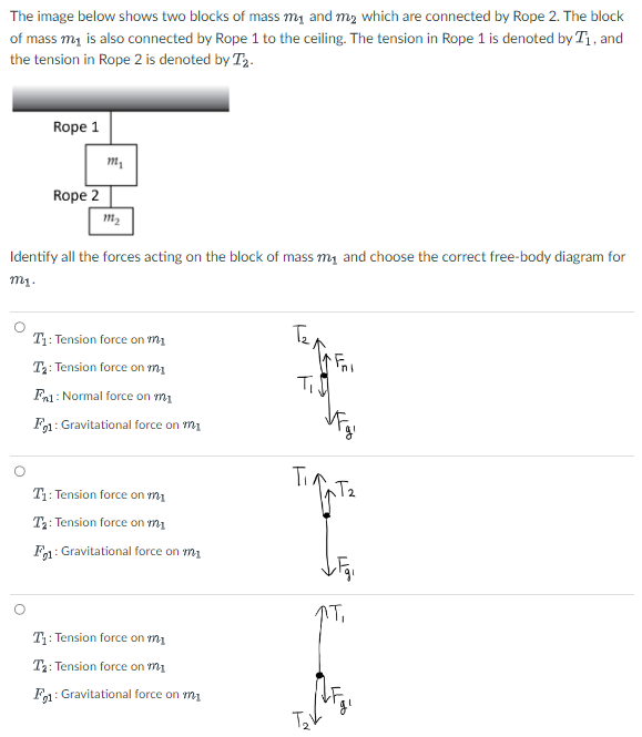 Solved The image below shows two blocks of mass m1 and m2 | Chegg.com