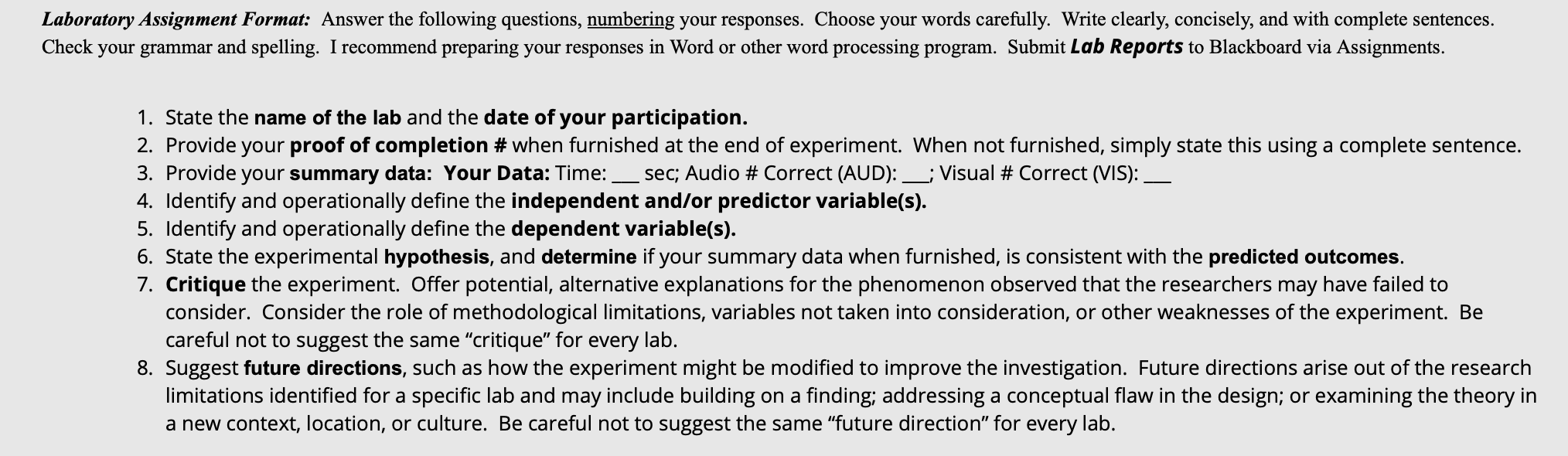 Solved Laboratory Assignment Format: Answer the following | Chegg.com