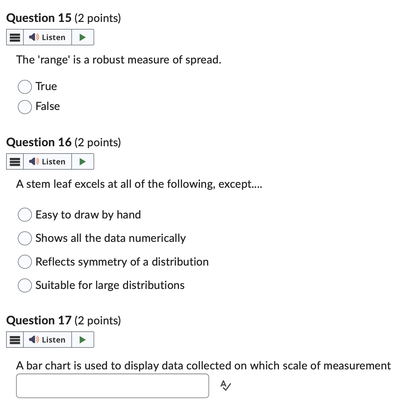 Question 15 (2 points)[EThe 'range' is a robust | Chegg.com Question 15 (2 points)[EThe 'range' is a robust | Chegg.com